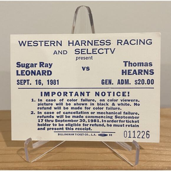 Accents | Sugar Ray Leonard Thomas Hitman Hearns Boxing Ticket ...